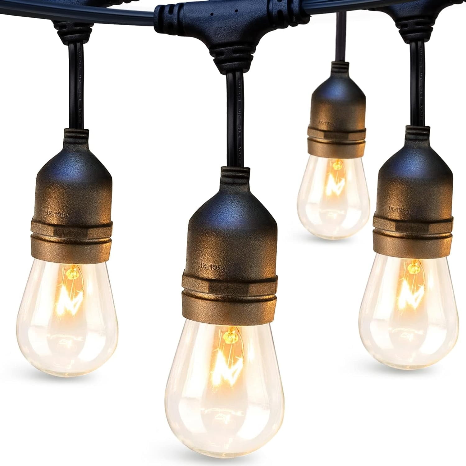 48 FT Outdoor String Lights Commercial Grade Weatherproof Strand, 18 ...