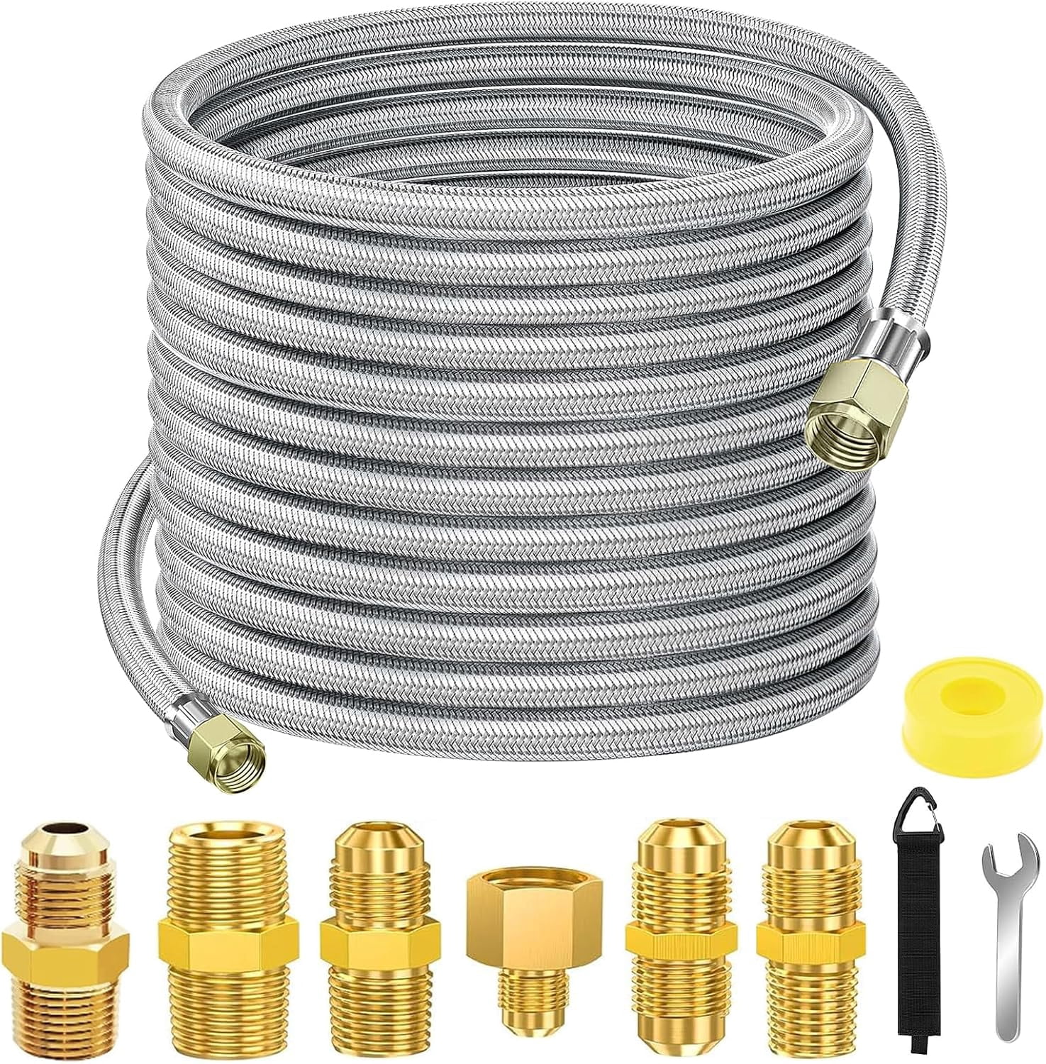 48 FT Propane Hose Extension-High Pressure Braided Gas Line Hose ...