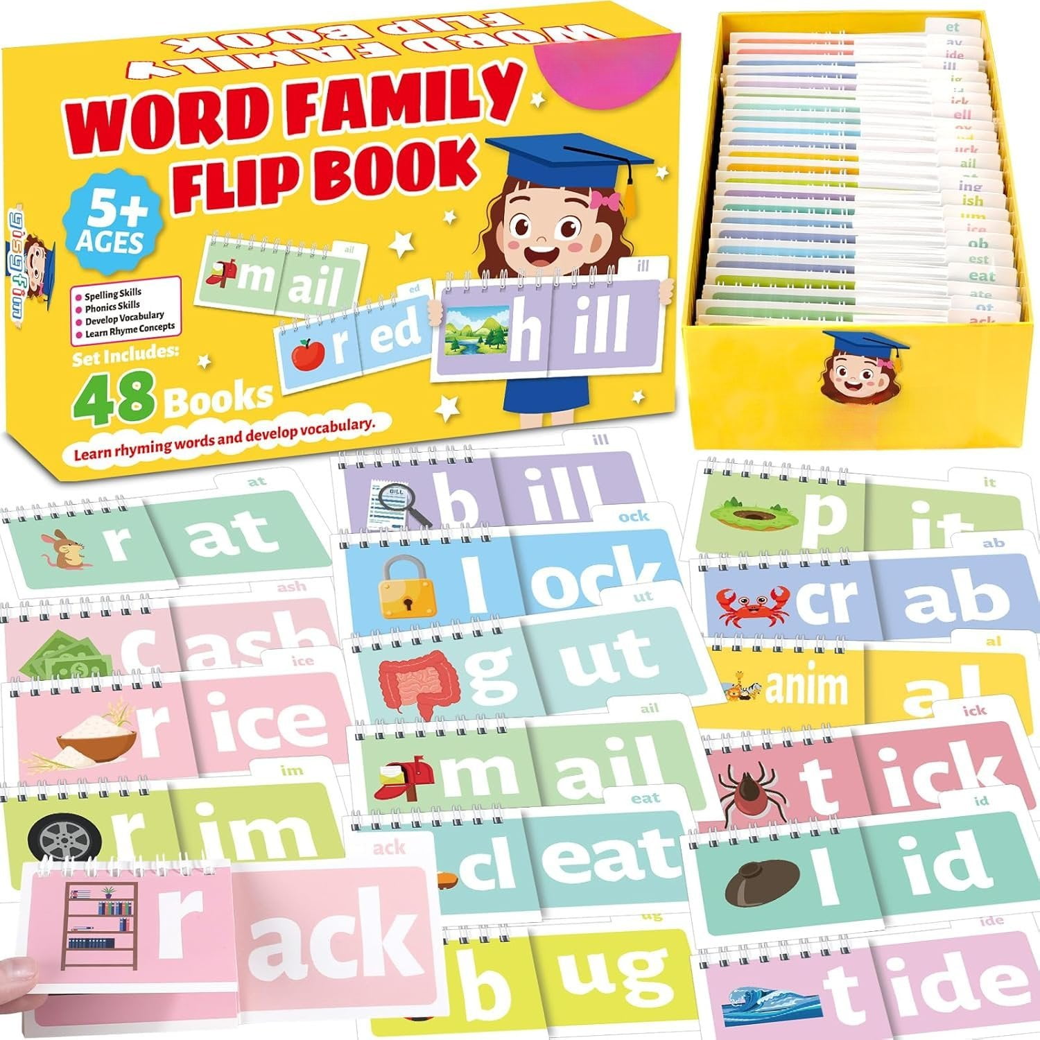 48 Family Build Book Read and Rhyme Flip Activity Book ABC Vocabulary ...