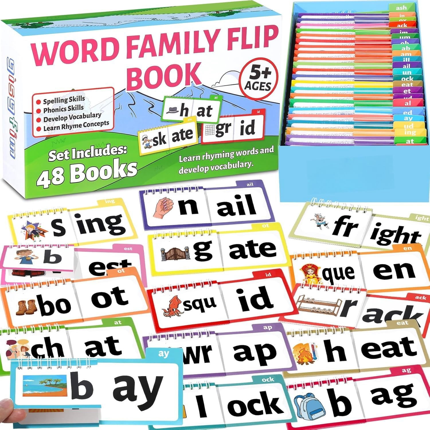 48 Family Build Book Spell Read and Rhyme Flip Activity Books ABC ...
