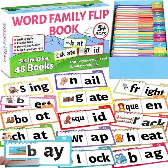 48 Family Build Book Spell Read and Rhyme Flip Activity Books ABC ...