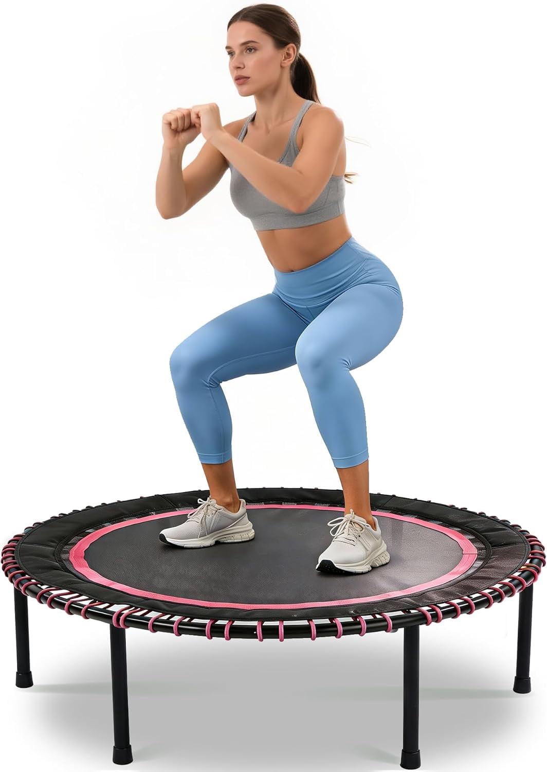48" Fitness Mini Trampoline for Adults, Folding Rebounder Trampoline ...