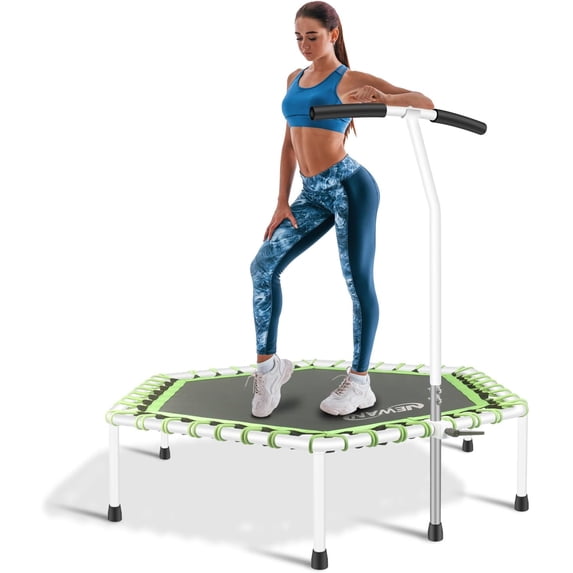 48'' Fitness Trampoline with Adjustable Handle Bar, Silent Trampoline ...