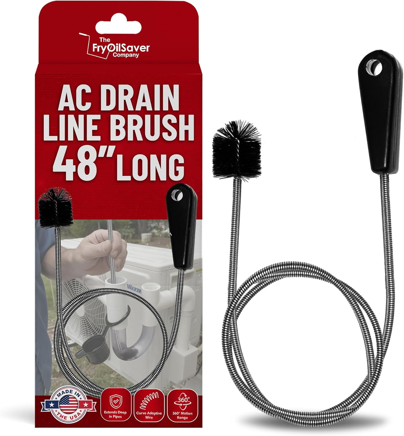 48" Flexible Long Pipe Brush | AC Drain Cleaner Tool | Sink Line ...