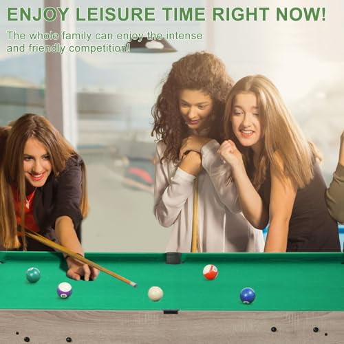 48" Folding Pool Table, Portable Billiard Game Tables for Kids and ...