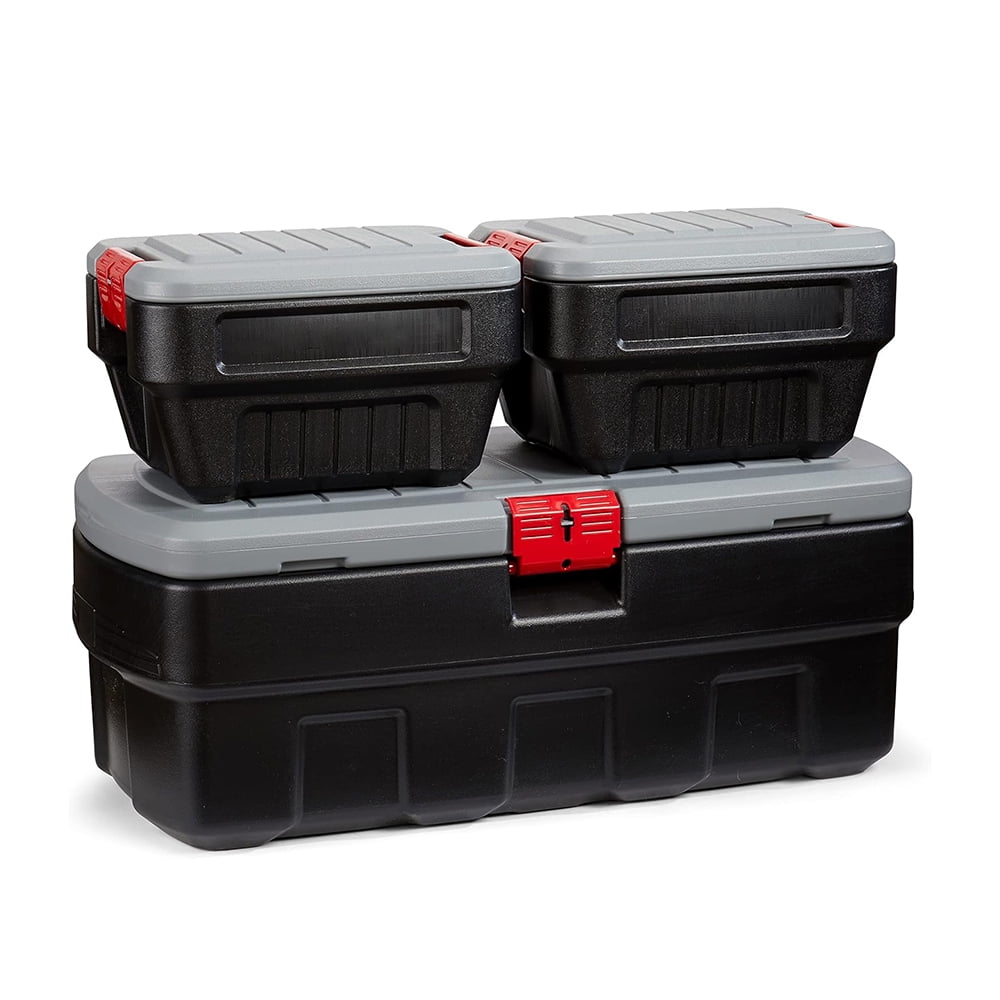 48 Gal with 8 Gal Containers Nested, Lockable Storage Bins, Rugged ...