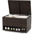 48-Gallon Outdoor Storage Box - PE Wicker Patio Storage Bin w/Shoe Rack ...