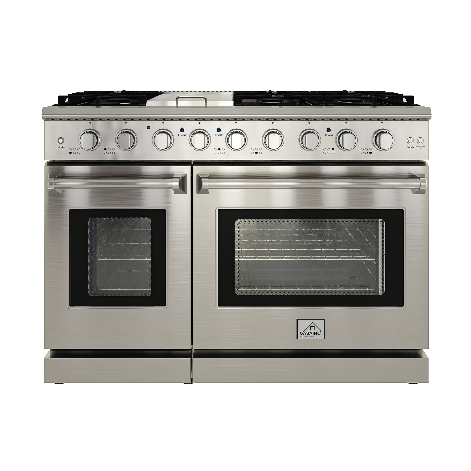 48" Gas Range Stove, Freestanding Gas Range with 6 Deep Recessed ...