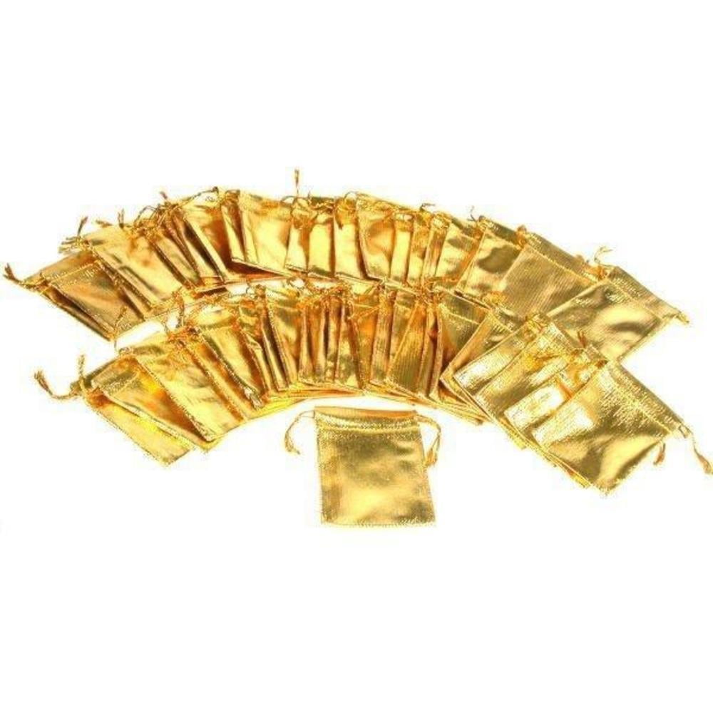 48 Gold Pouches Gift Bag Drawstring Jewelry Bags 2.5" - Walmart.com