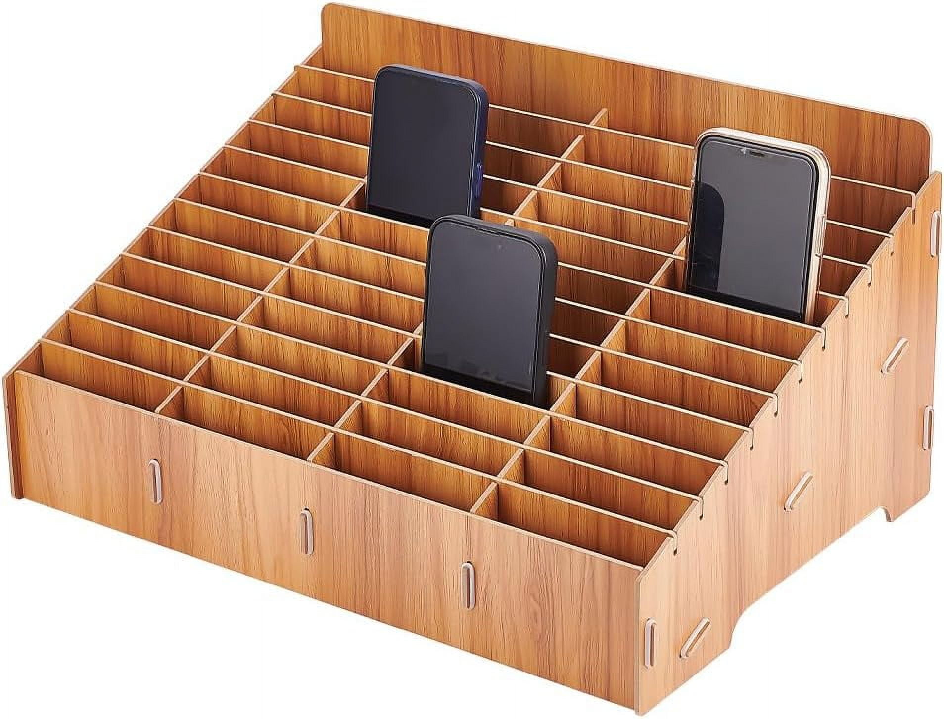 48-Grid Wooden Cell Phone Storage Box Mobile Phone Holder Desktop ...