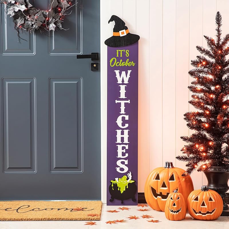 48" H Halloween Wooden Porch Sign "It’s October Witches" Decorative ...