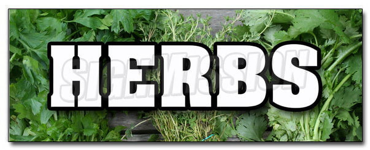 48" HERBS DECAL sticker fresh organic basil leaves chive chervil dill ...