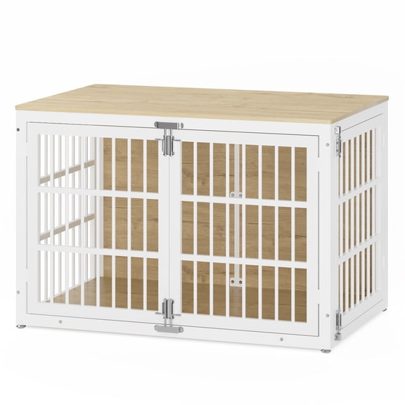 Double Dog Crate Furniture with 3 Storage Drawers & Divider – Heavy ...