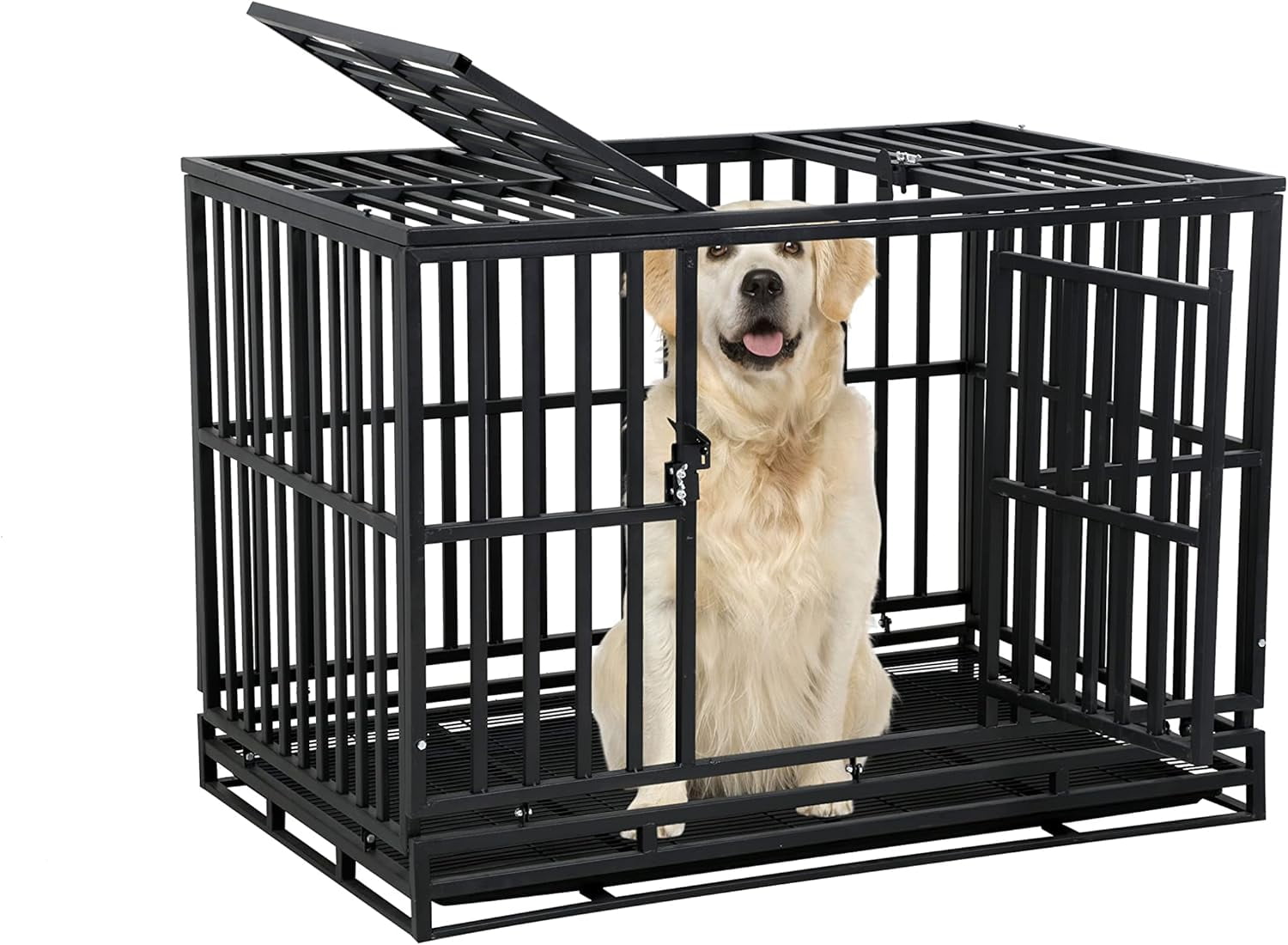 48'' Heavy Duty Dog Crate for Medium and Large Dogs Thickened Metal Dog ...