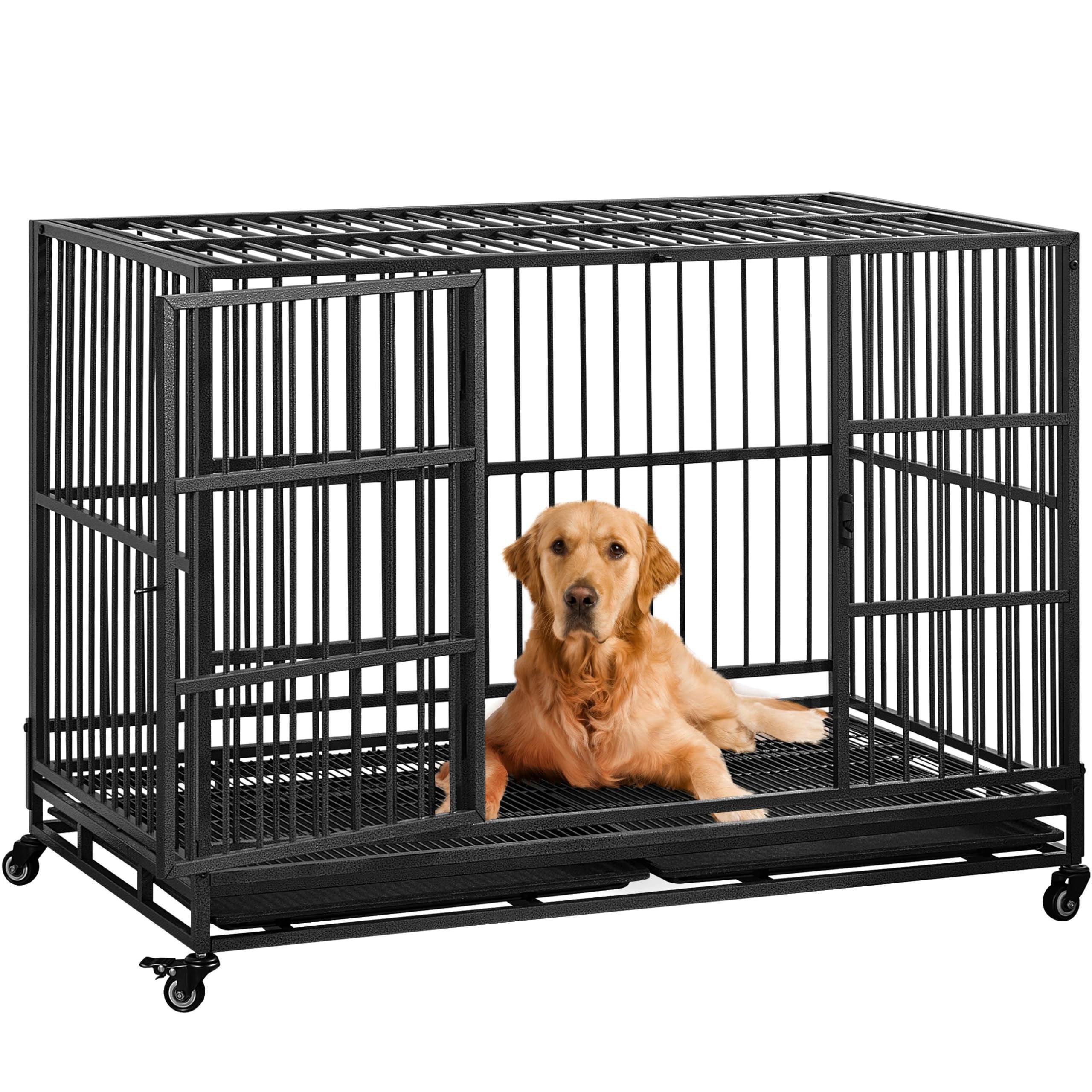 48" Heavy Duty Dog Crate for Large Breeds, Indestructible XXL Pet Cage ...