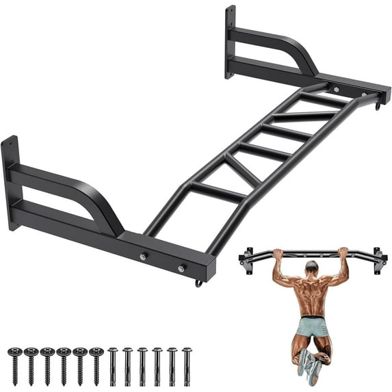 48'' Heavy Duty Pull Up Bar Wall Mount Multi-function Chin up with Home ...