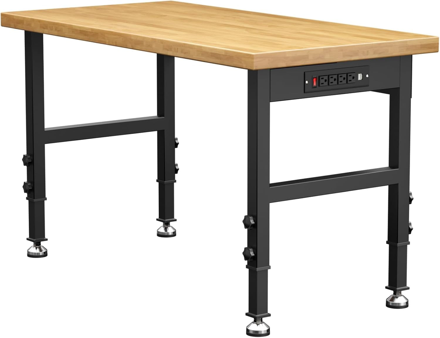 48” Heavy-Duty Solid Wood Work Work Table, Adjustable Height Workbench ...
