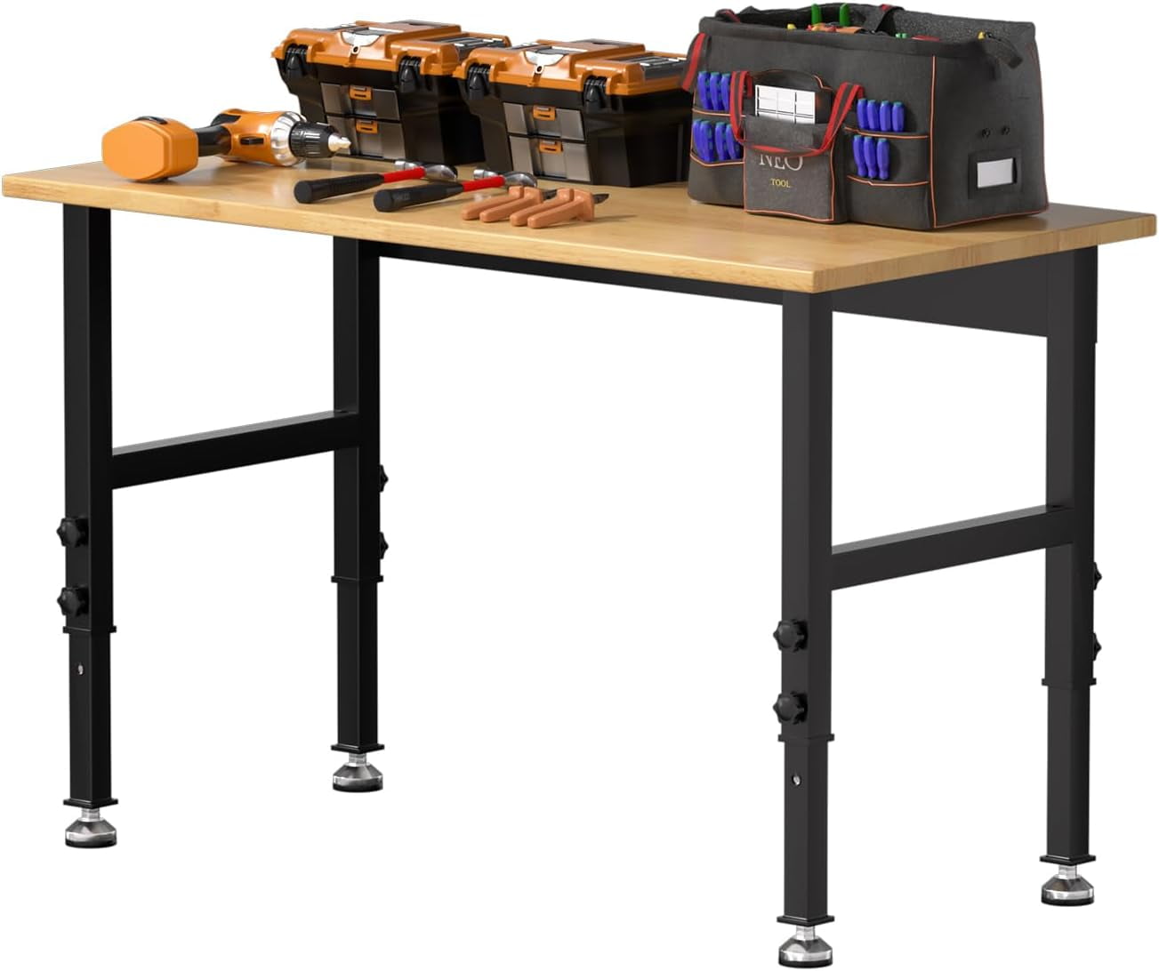 48" Heavy Duty Wood Work Bench, Work Table with Adjustable Leveling ...