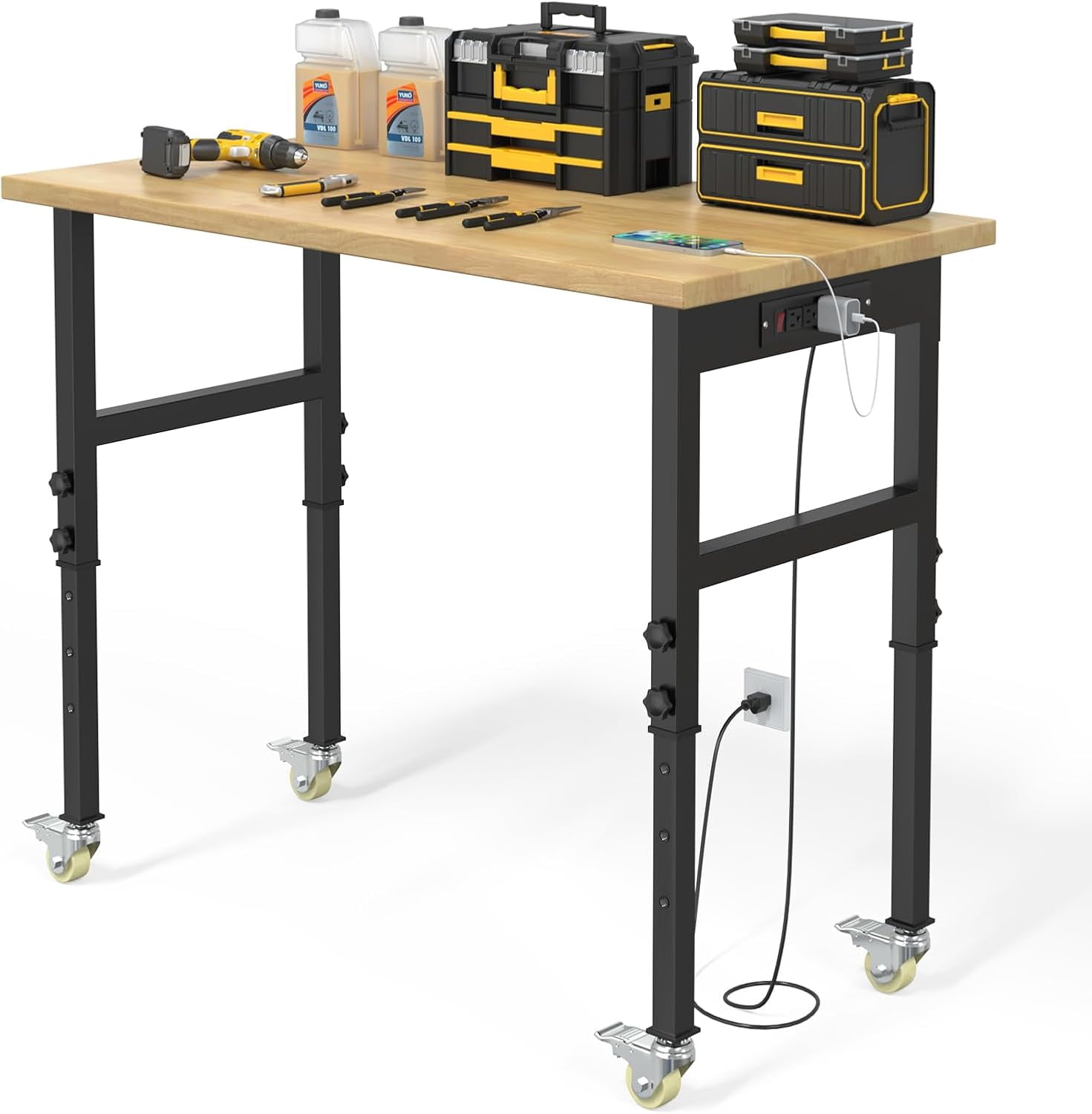 48" Heavy Duty Work , Height Adjustable Work Benches for Garage, Wood ...
