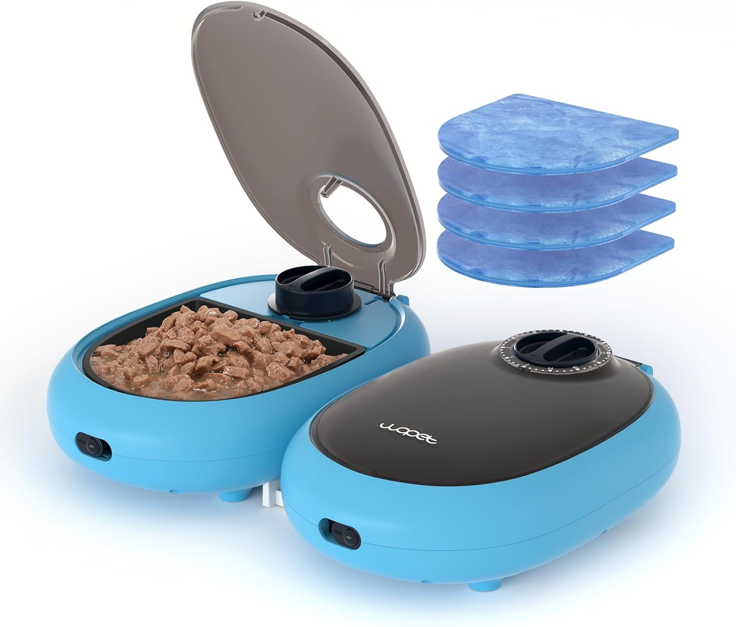 48-Hour Timer Automatic Cat Feeder with Ice Gel Pack Refrigeration ...