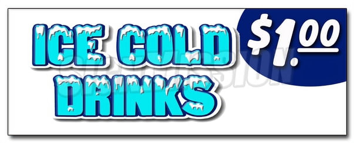 48" ICE COLD DRINKS $1.00 DECAL sticker iced extra large soda thirst ...