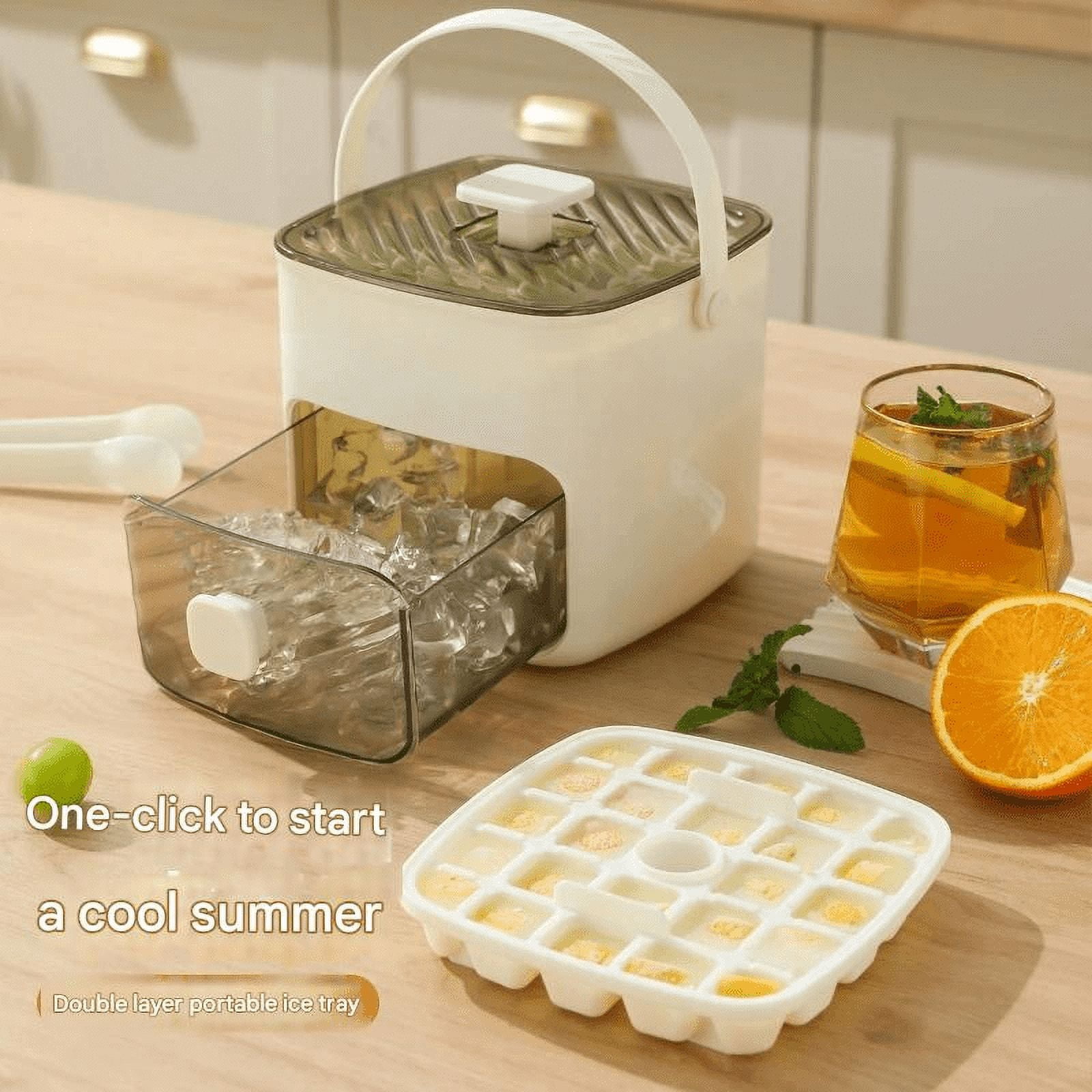 48-Ice Cube Maker with Double Layer & Easy-Press Lid – Food-Grade Tray ...