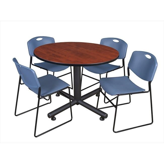 48 In. Round Laminate Table- Cherry & Kobe Base With 4 Zeng Stacker ...
