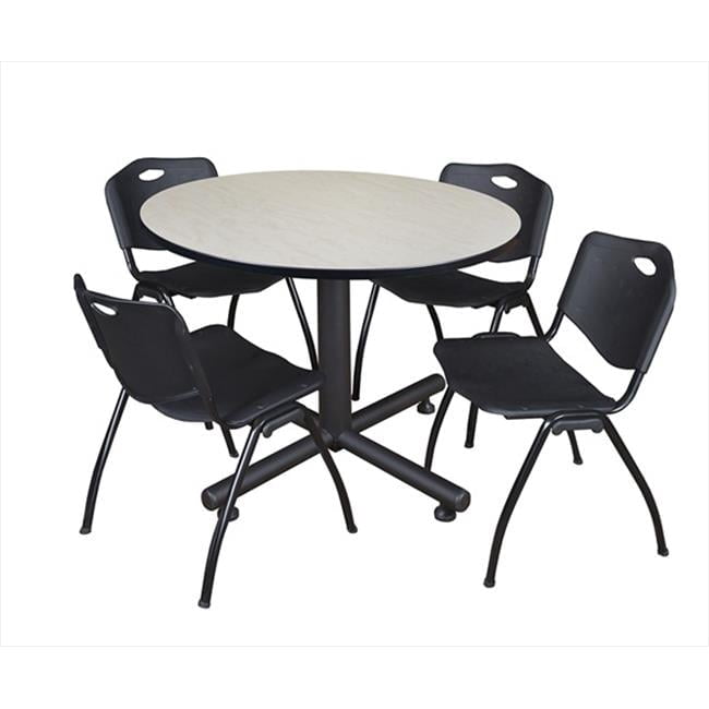 48 In. Round Laminate Table- Maple & Kobe Base With 4 M Stacker Chairs ...