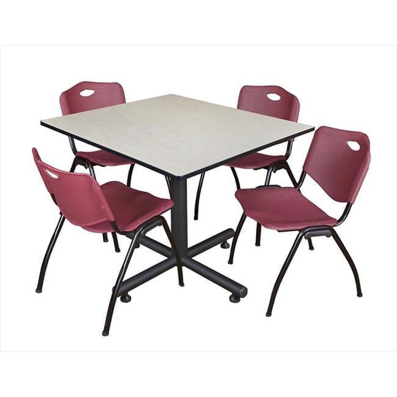 48 In. Square Laminate Table - Maple & Kobe Base With 4 M Stacker ...