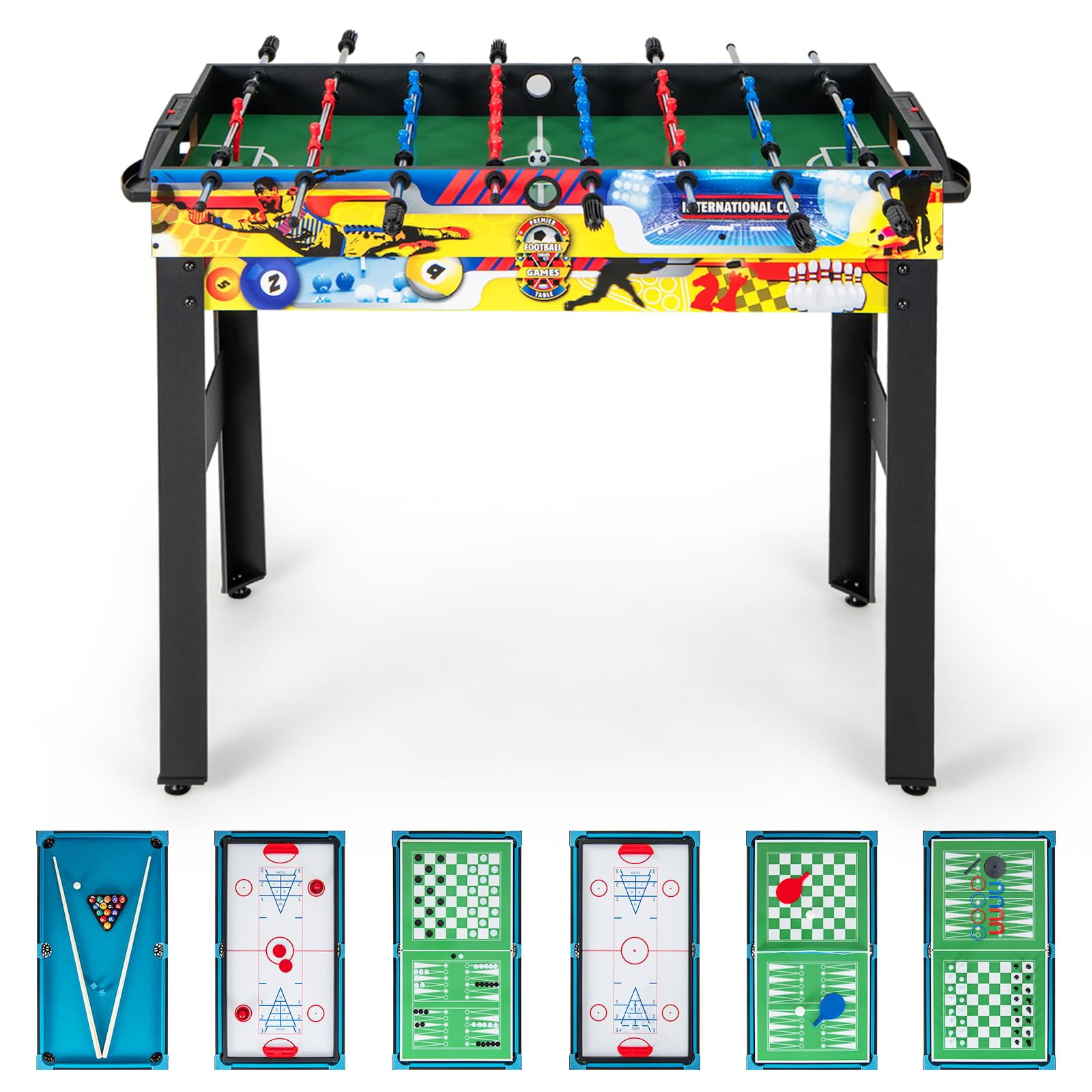 48 Inch 12 in 1 Multi Game Table Combo with Billiards Foosball Ping ...