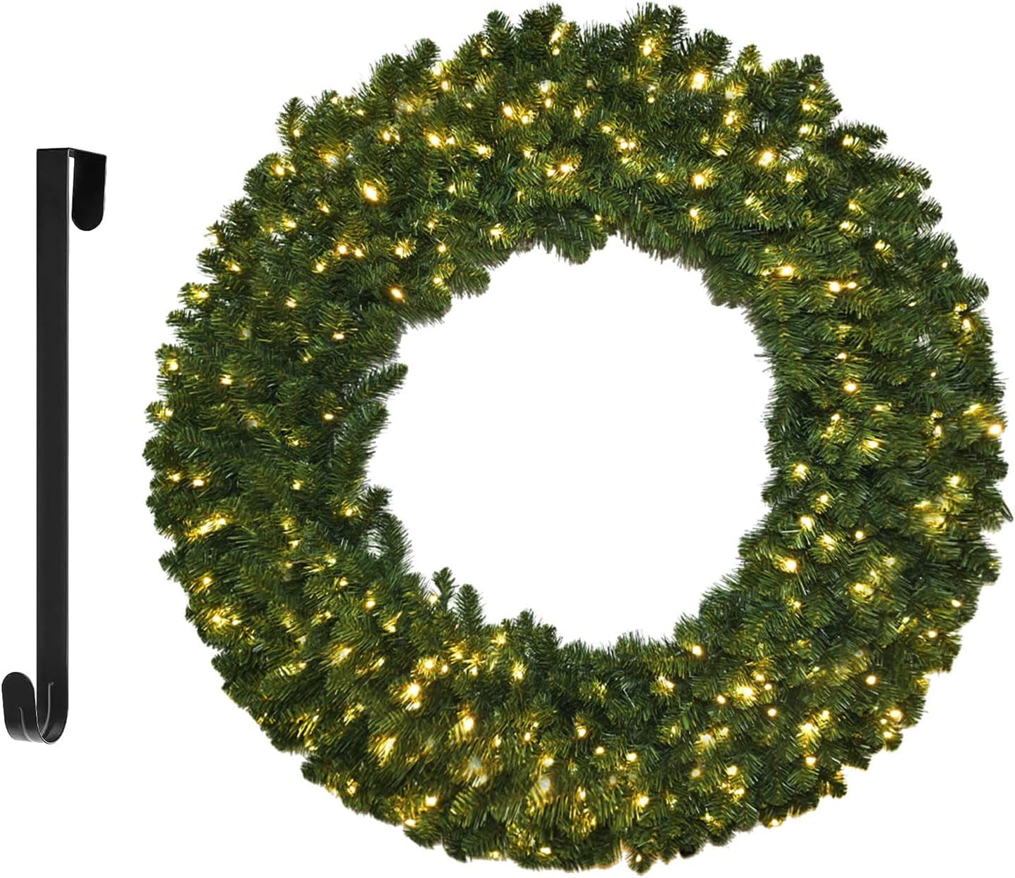 48 Inch 4 FT Large Christmas Wreath - Pre-lit Plug-in Outdoor Christmas ...