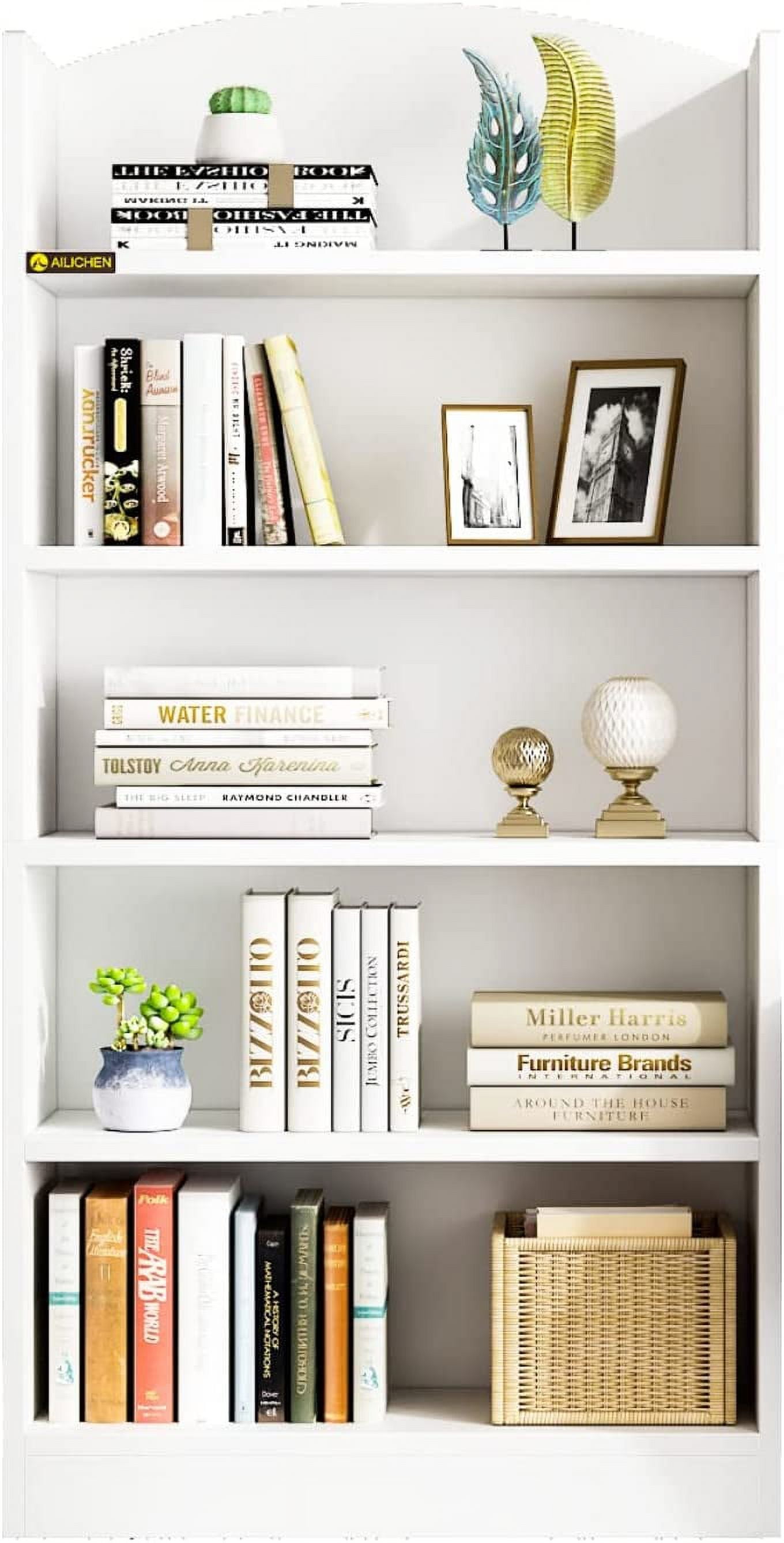 48 Inch 5 Shelf Bookcase Multi Functional Wood Storage Display Open ...