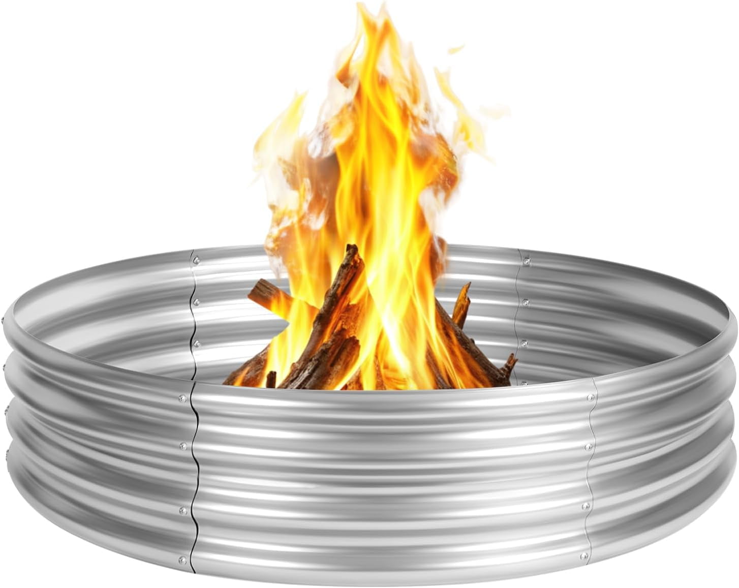 48 Inch Campfire Ring, Jotesnew Galvanized Fire Ring for Outside Fire ...