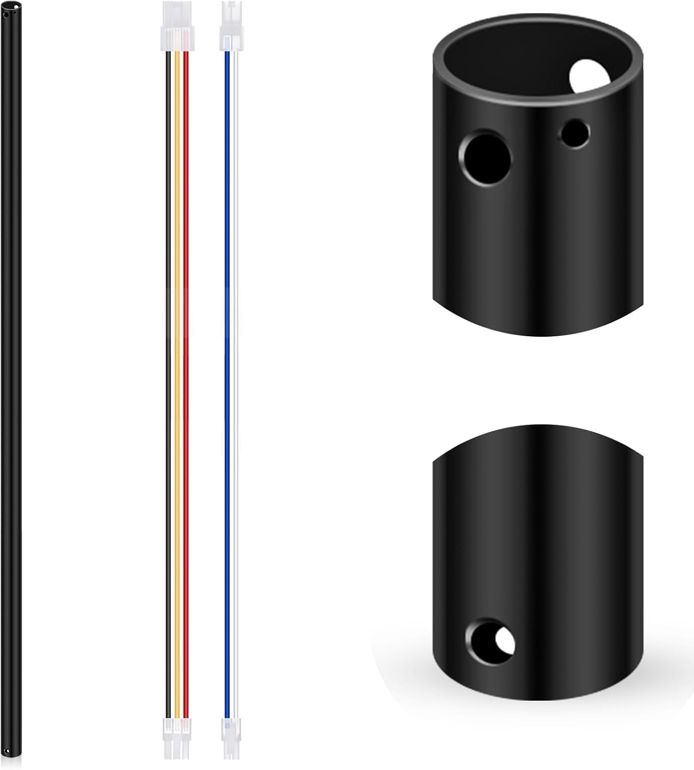 48 Inch Ceiling Fan Downrod with Extension Cord 4 ft Black Downrod for ...