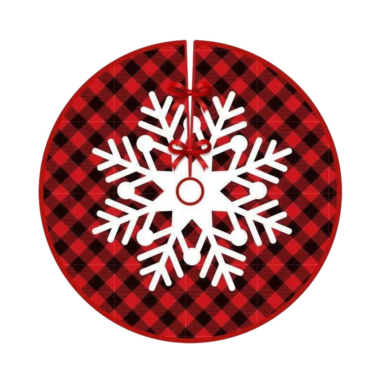 48 Inch Christmas Tree Skirt Classic Snow Pattern Plush Tree Mat for ...
