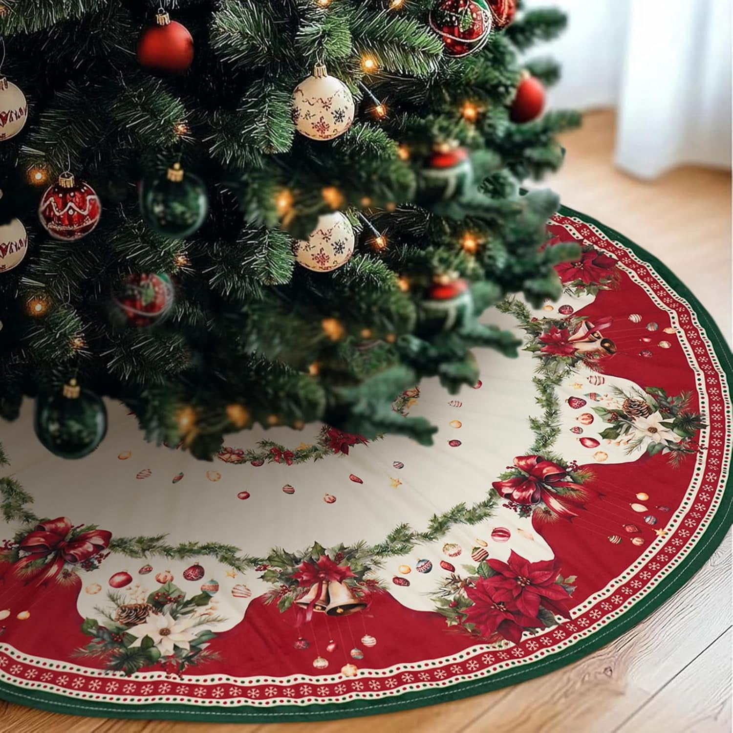 48 Inch Christmas Tree Skirt Mat Short Plush Red Xmas Tree Skirts for ...