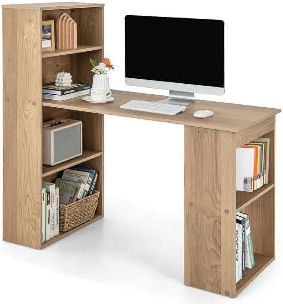 48 Inch Computer Desk with Bookshelf Reversible Office Desk with Open ...