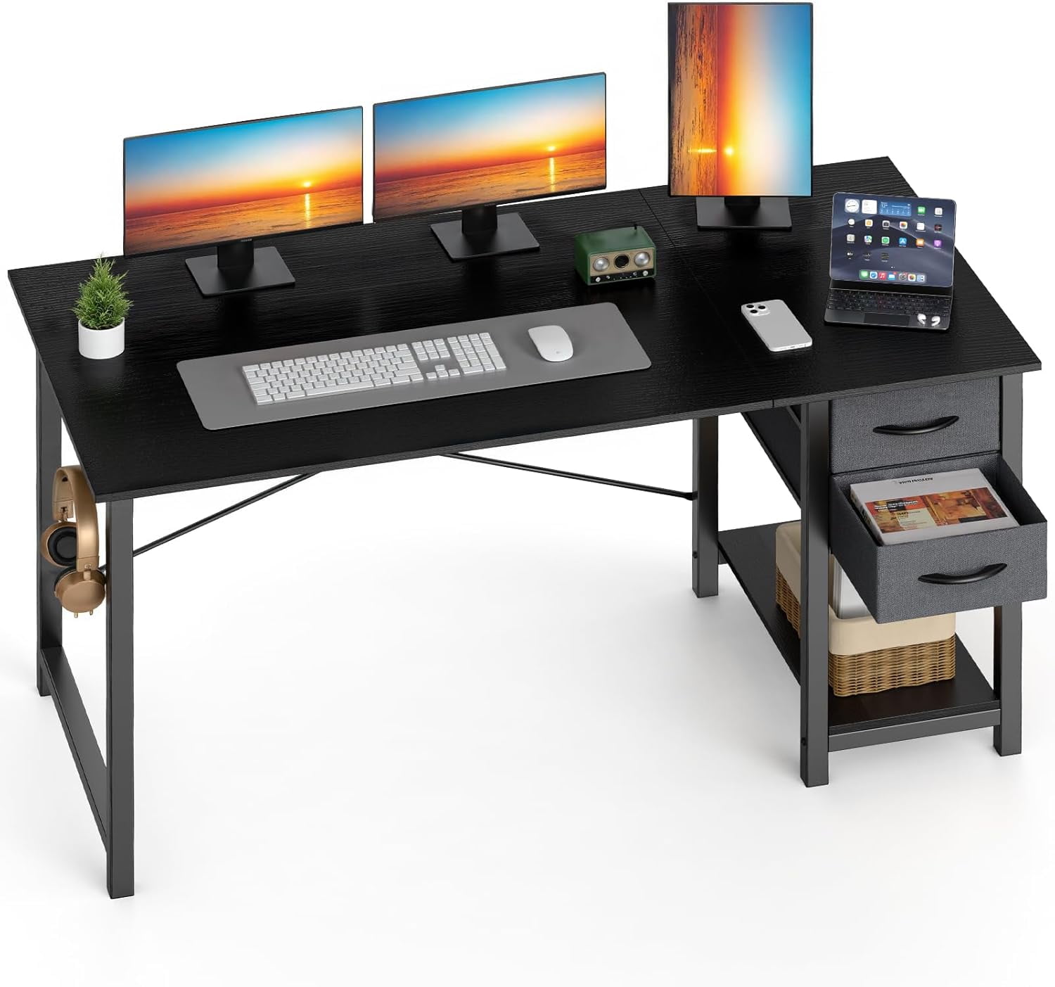 MY 48 Inch Computer Desk with Drawers for Home Office, Writing Desk ...