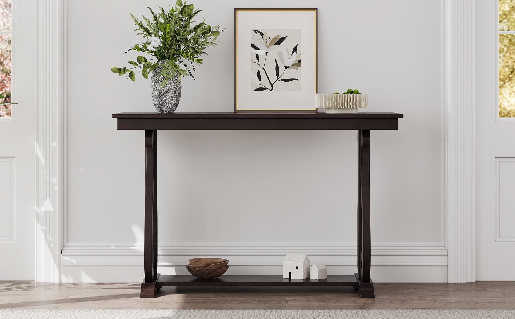 48-Inch Console Table with Curved Table Legs,Entryway Table with Open ...