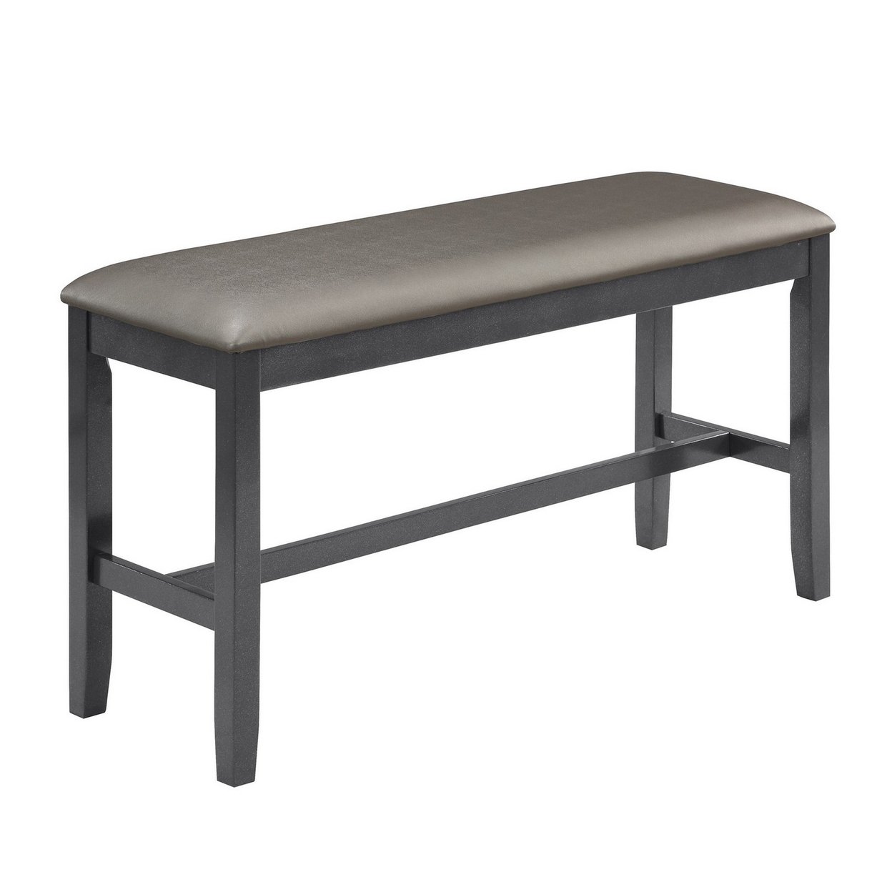 48 Inch Dining Bench, Padded Seat Cushion, Metallic Gray Upholstery ...