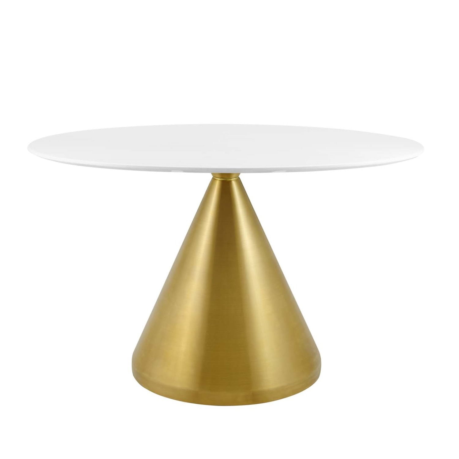 48 Inch Dining Table, White Gold, Stainless Metal, Oval, Mid Century ...