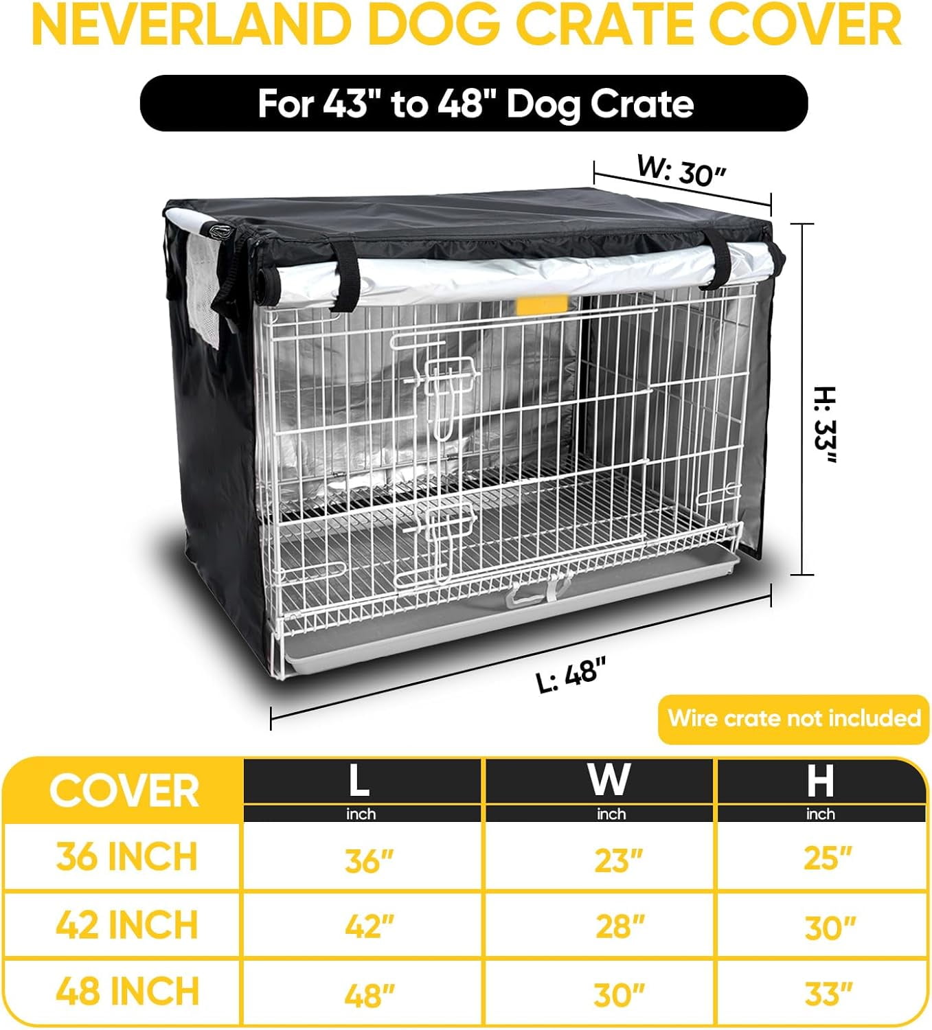 48 Inch Dog Crate Cover - Waterproof, Oxford Cloth for Wire Crates ...
