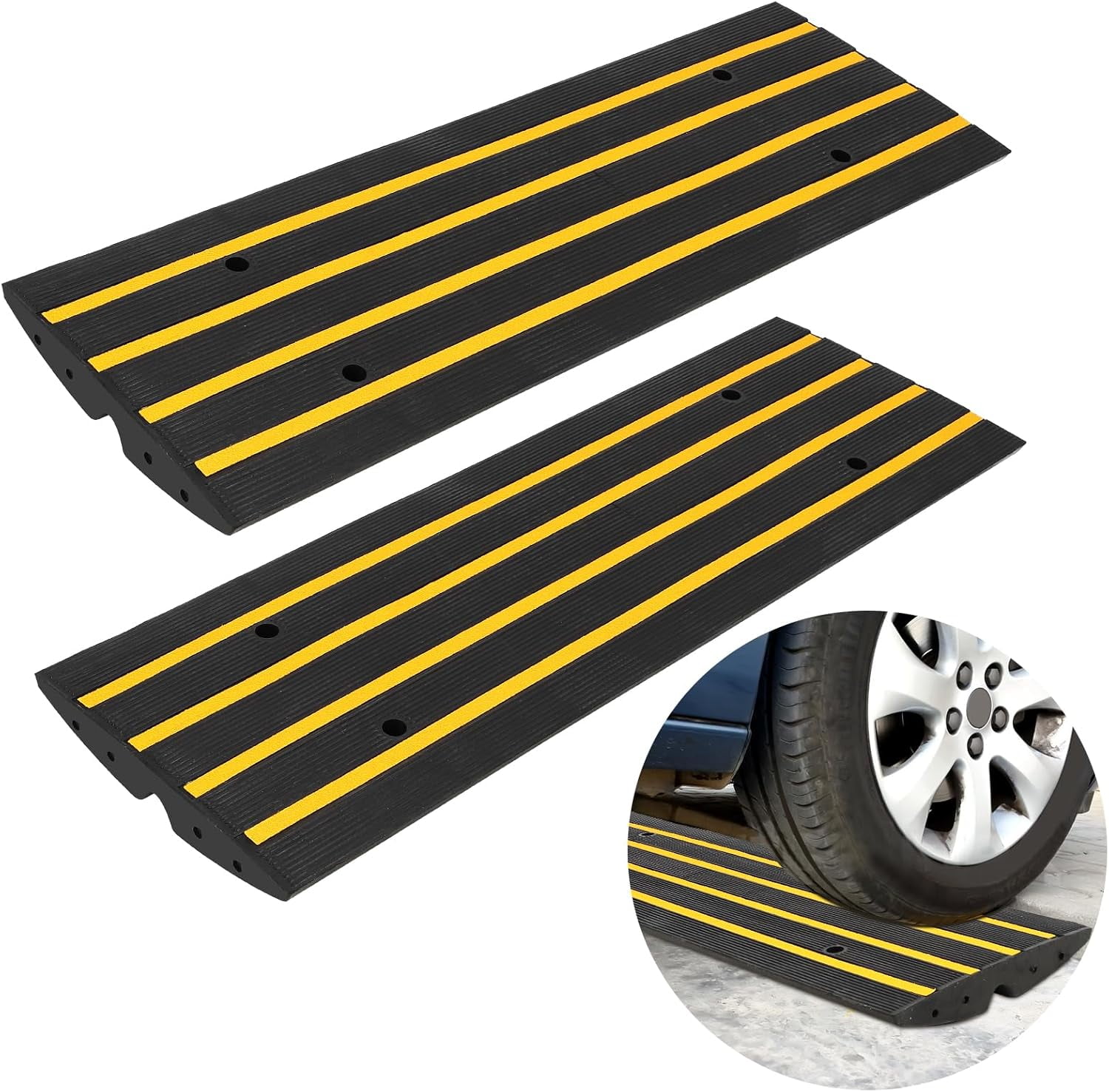 48 Inch Driveway Curb Ramp 2 Pack Recycled Rubber Low Profile Driveway ...