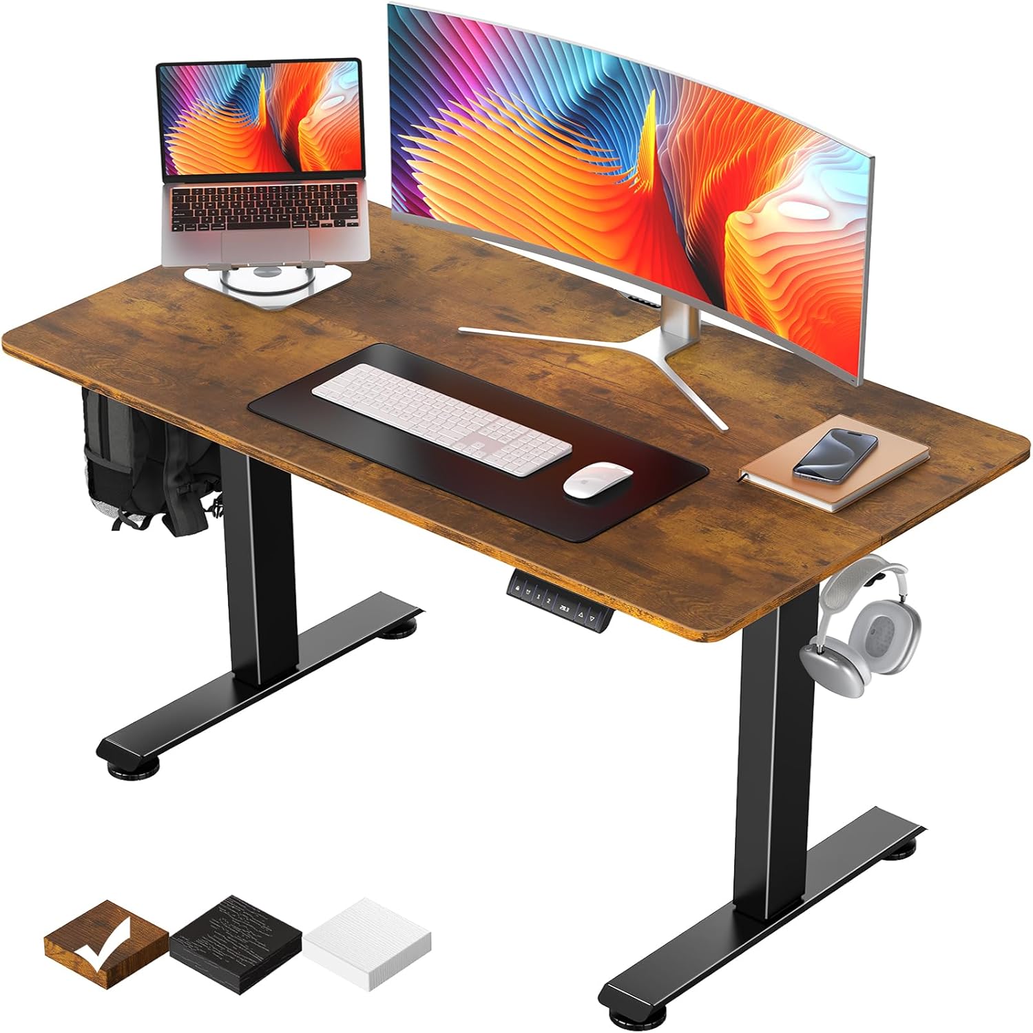 48 Inch Electric Standing Desk, Height Adjustable Sit Stand Up, Wood ...