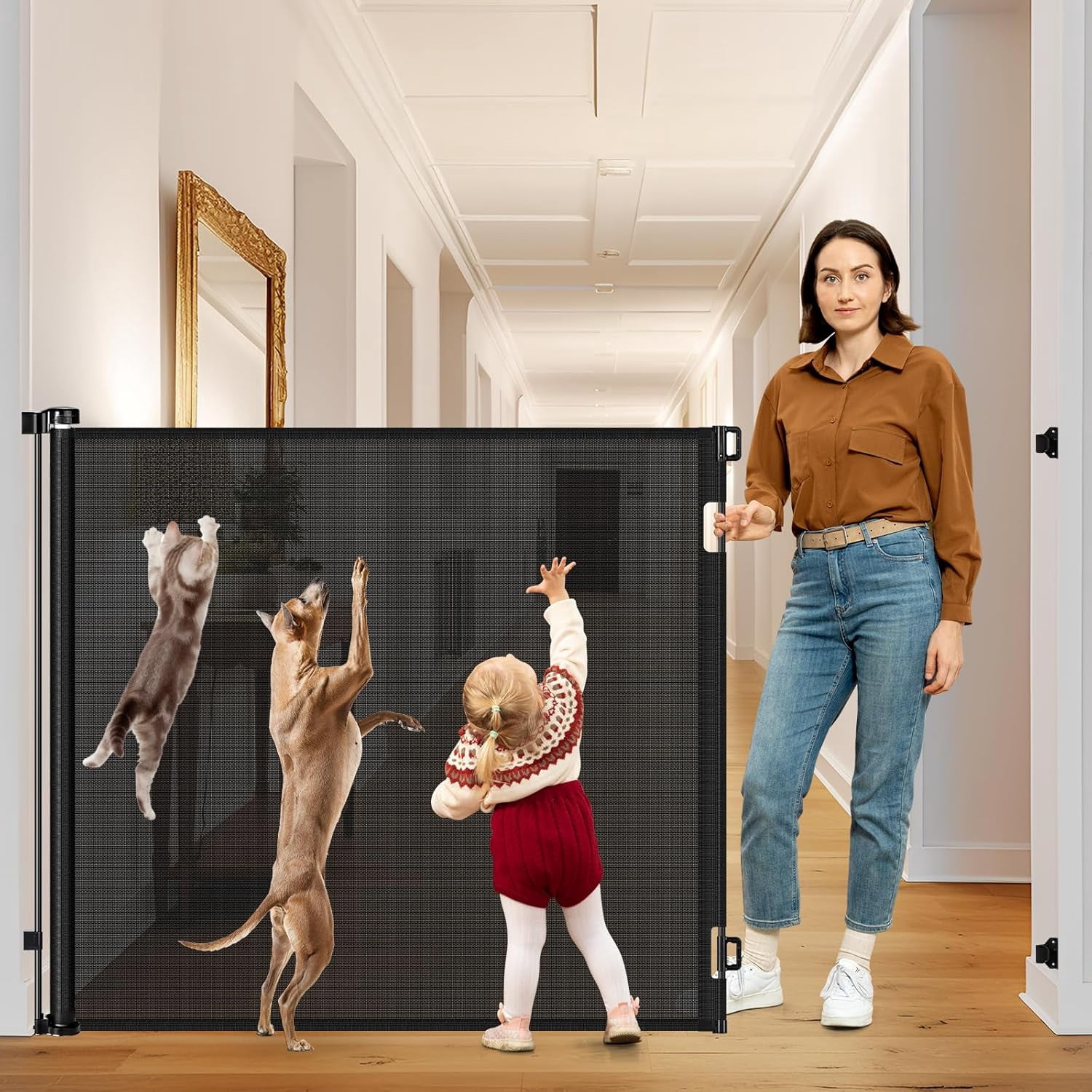 48 Inch Extra Tall Dog Gate Retractable Baby Gates Extra Wide ...