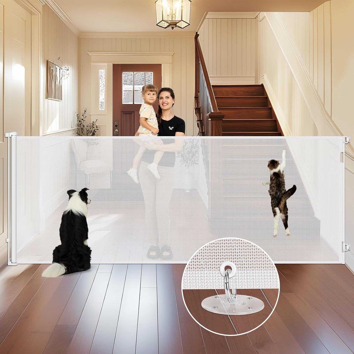 48 Inch Extra Tall Retractable Baby Gates Extra Tall Dog Gate Extends ...