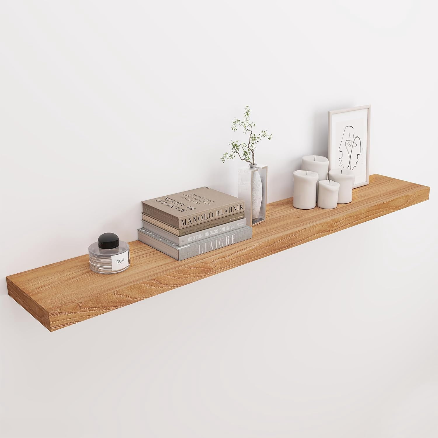 48 Inch Fireplace Mantel Shelf, Wood Floating Shelves Wall Mounted ...