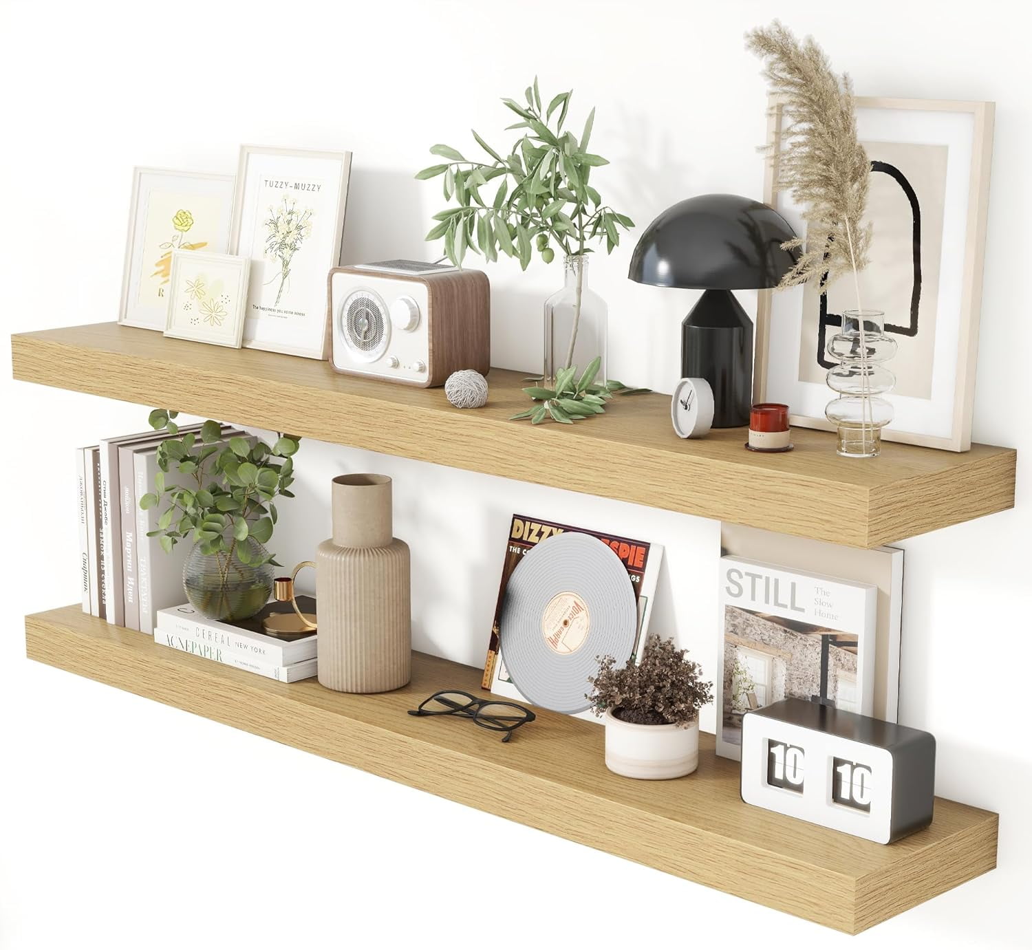 48 Inch Floating Shelves for Wall 8 Inch Deep Oak Shelves Set of 2,Wall ...
