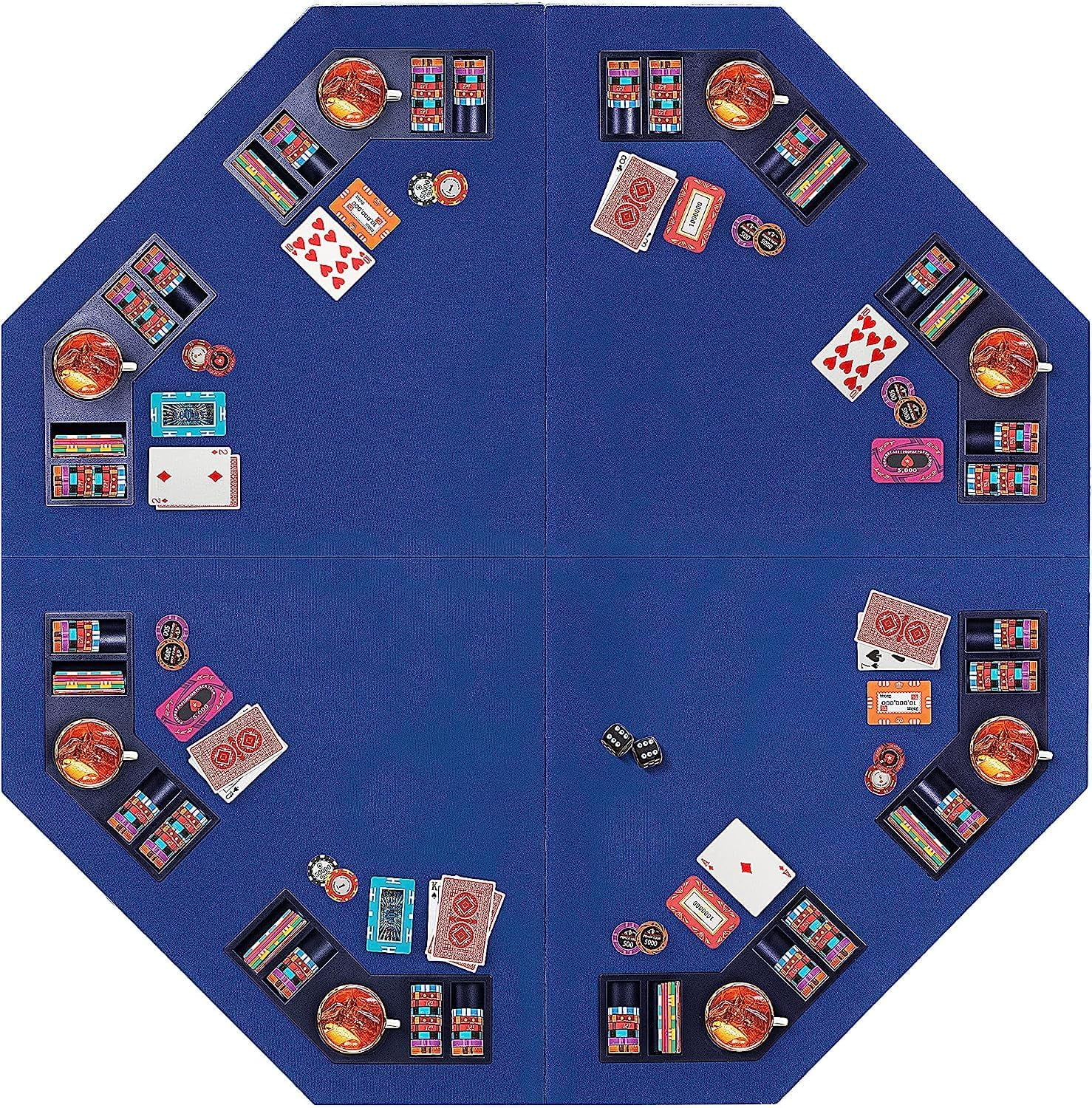 48 Inch Foldable 8-Player Texas Poker Card Tabletop Layout Portable ...