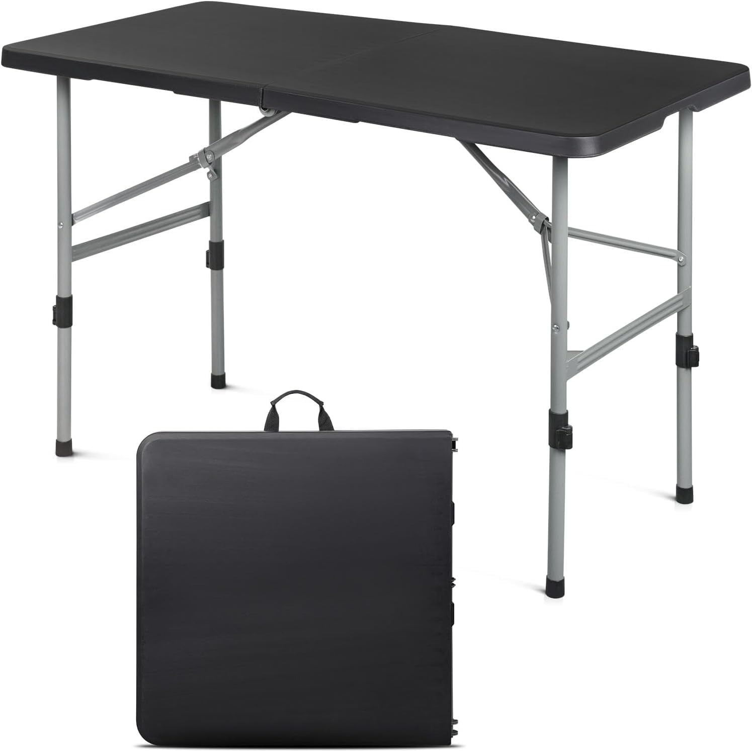 48 Inch Folding Table with Carry Handle, Portable Heavy Duty Plastic ...